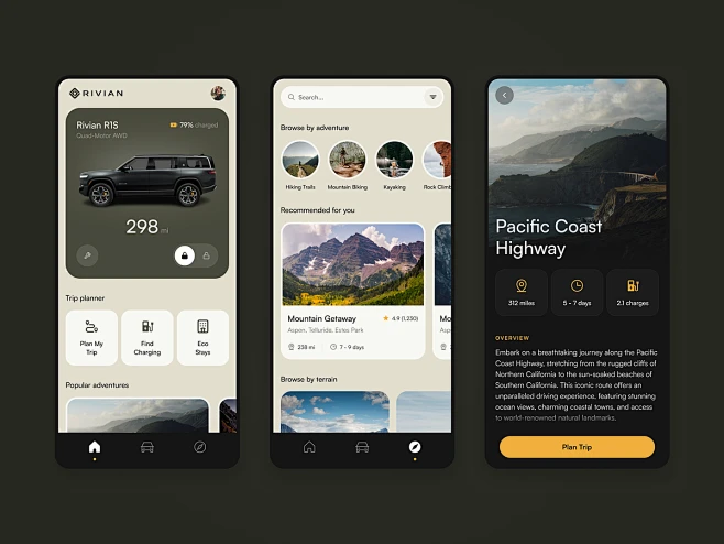 Rivian Mobile App Concept app design ev interface mobile rivian ui ux ...