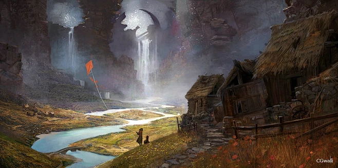 风筝-场景意境 - cgwall游戏原画-花瓣网