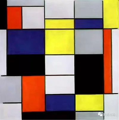 蒙德里安红黄蓝构图-花瓣网