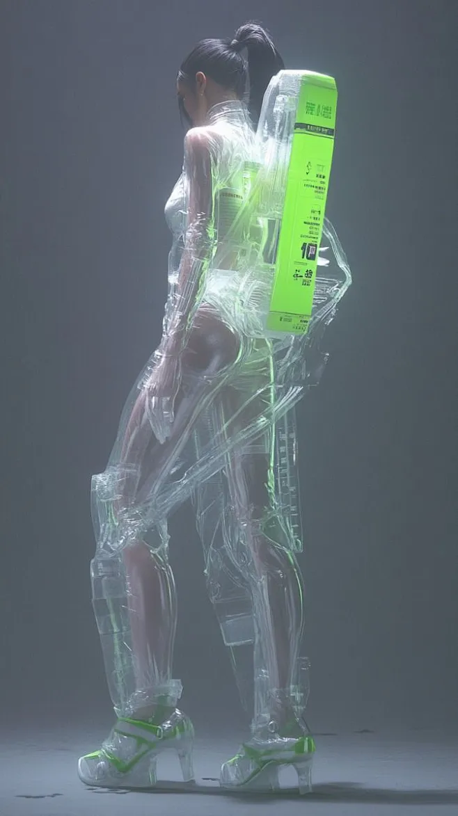 High-Tech Translucent Fashion with Futuristic Neon Accents-花瓣网