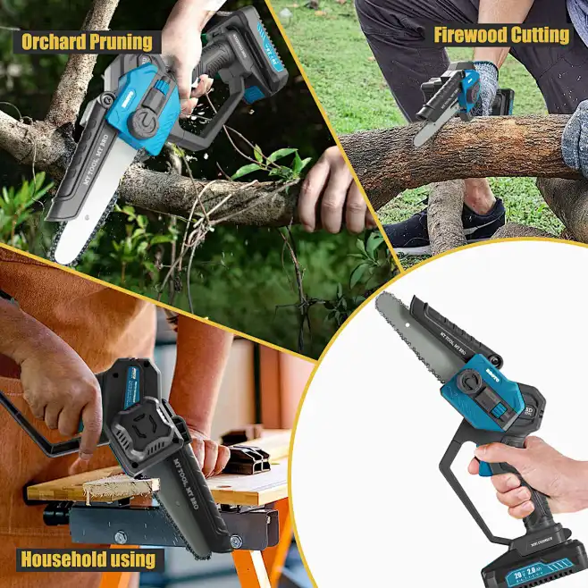 Electric Rechargeable Lithium Chainsaw Mini 6 Inch Portable Handheld ...