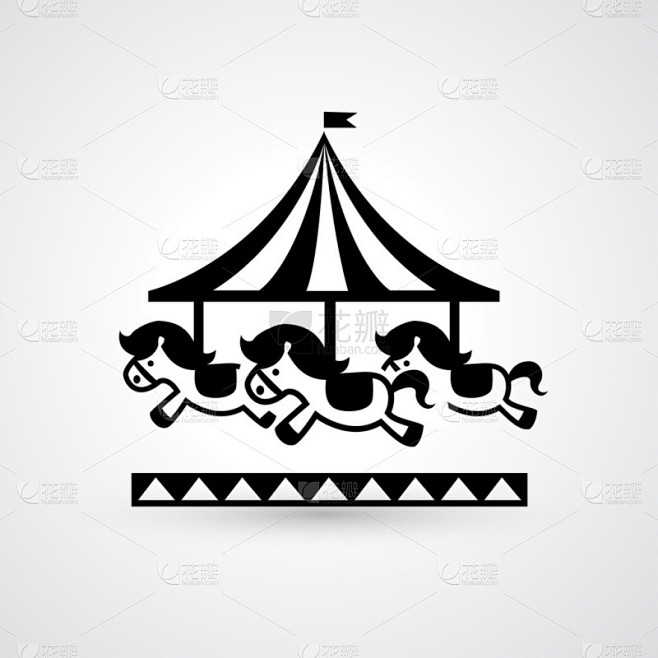 Vintage merry-go-round carousel icon vector