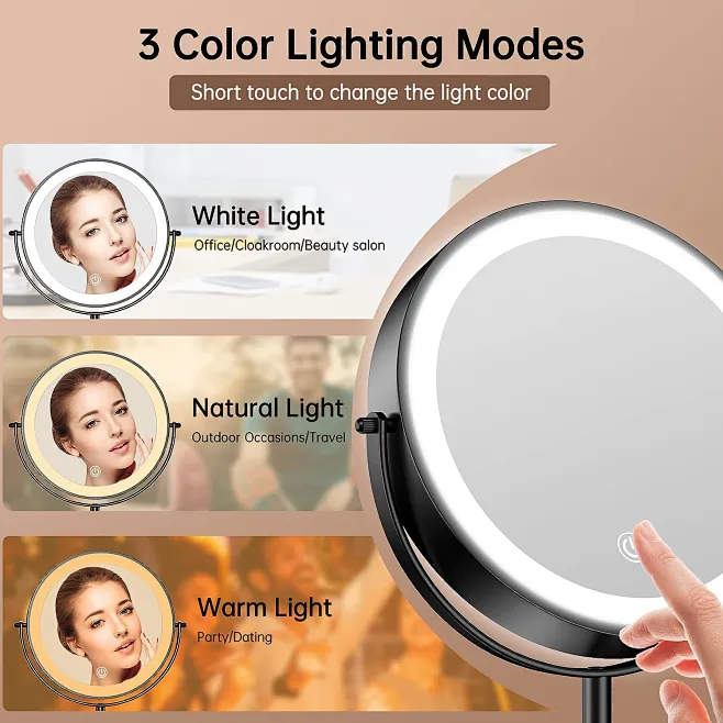 Amazon.com: Anfauny 8” Lighted Makeup Mirror - Rechargeable Double ...