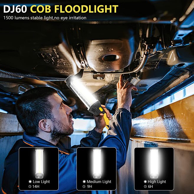 Led Rechargeable Work Light, Portable Magnetic Underhood COB Work Light ...