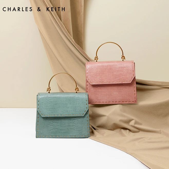 CHARLES＆KEITH 单肩包 CK2-50670972 鳄鱼纹印花装饰女士手提包-tmall.com天猫-花瓣网
