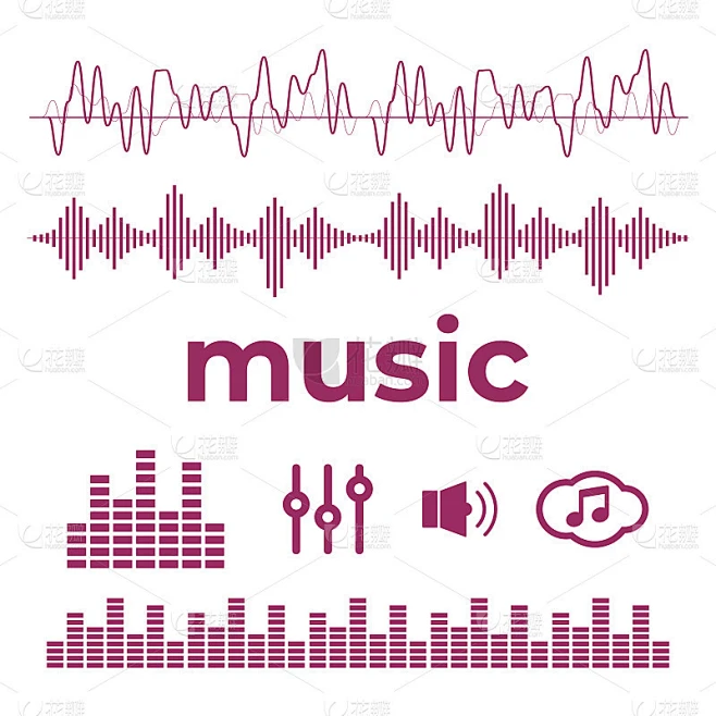 信号波。模拟信号，数字声波素材-花瓣网