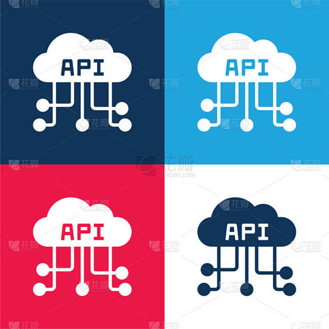 Api Blue and red four color minimum icon set
