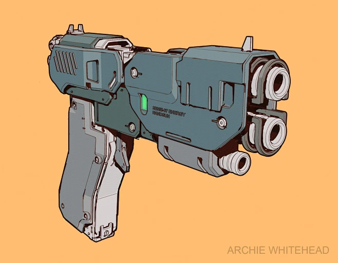 Energy Handgun, Archie Whitehead : Another 3D>2D sketch, I tried out ...