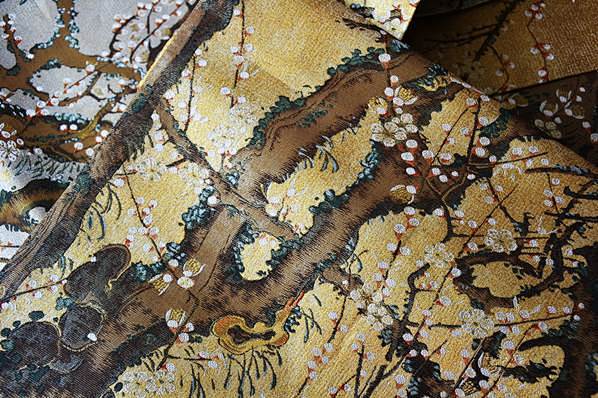 梅花皓月图 本金箔 千八百口织 正绢丸带 西阵织 R499-淘宝网