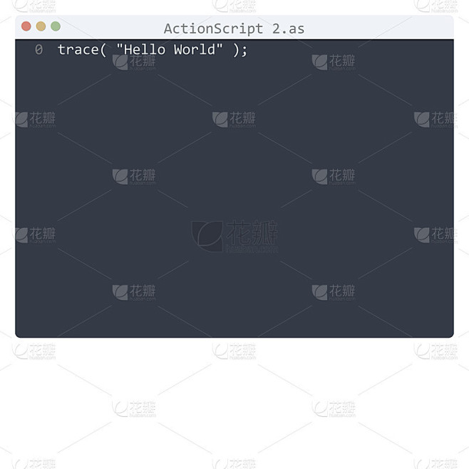 ActionScript 2语言Hello World程序示例在编辑器窗口插图