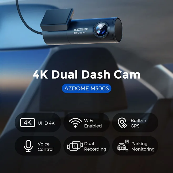 Amazon.com: AZDOME 4K Dash Cam Front and Rear, Built in 5G WiFi & GPS & Voice Control M300S Dual ...