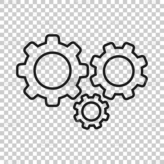 Gear vector icon in transparent style. Cog wheel i