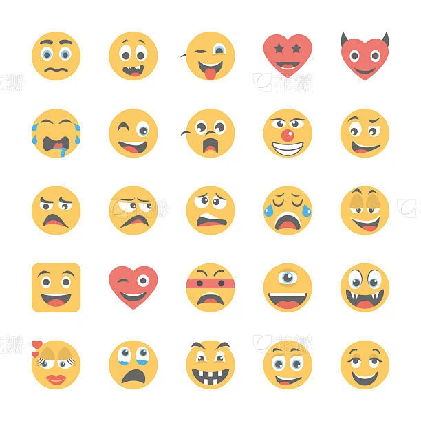 Smiley Flat Icons Set 5素材-花瓣网