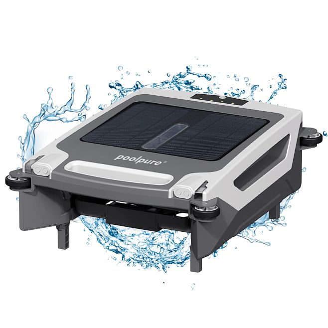 POOLPURE Pool Skimmer Robot, Solar/Battery Dual Powered Robotic Pool ...