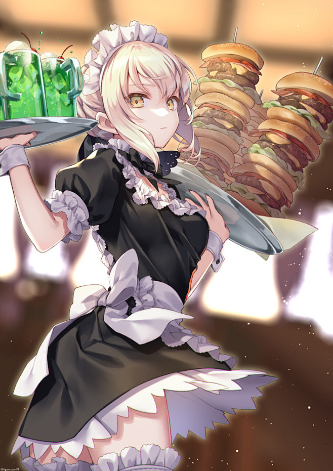 #FGO メイドオルタ - ne-on@お仕事募集中的插画 - pixiv : 配膳と思いきや全部一人で食べちゃう王
