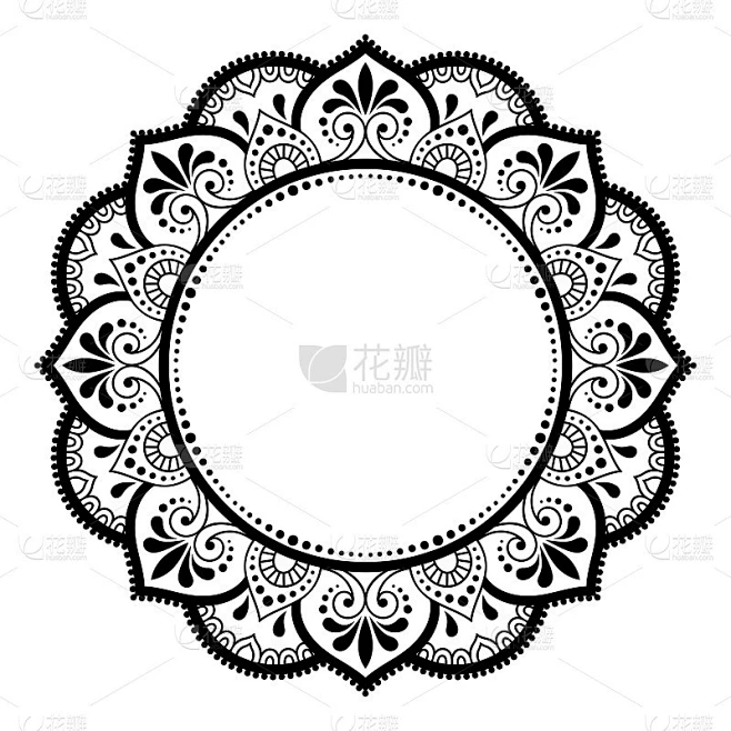 Frame in eastern tradition. Stylized with henna ta素材-花瓣网