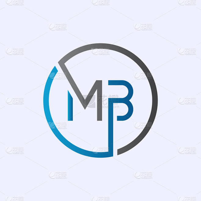 初始MB字母标志向量模板.摘要字母MB标志设计.简约连锁信潮流商业标志设计矢量模板.