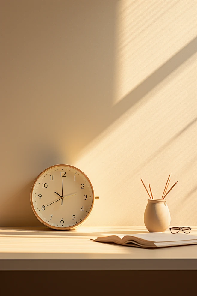donchen1102_an_antique_wall_clock_on_a_desk_in_the_style_of_lig ...