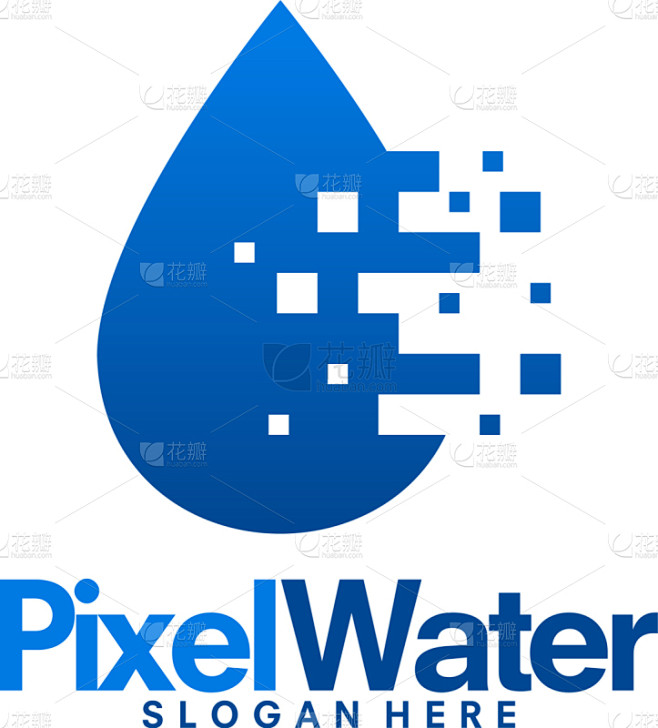 pixel water logo designs technology water logo