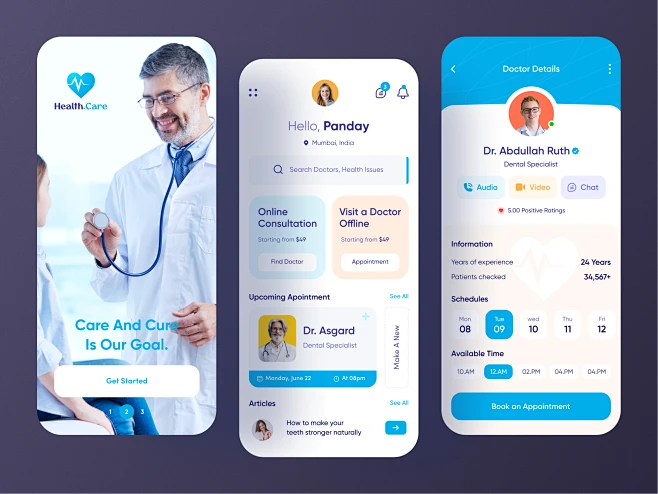 Health Medical Appointment App Design app ui appointment app booking ...