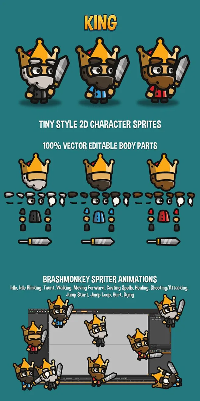 Before you King Tiny Style 2D Character Sprites-花瓣网