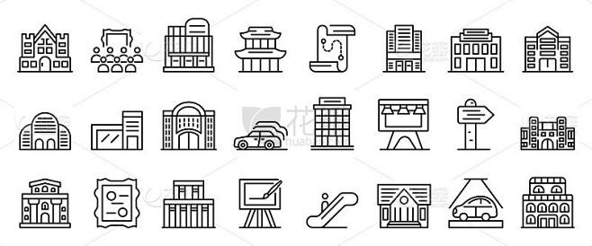 展览中心图标设置，轮廓风格