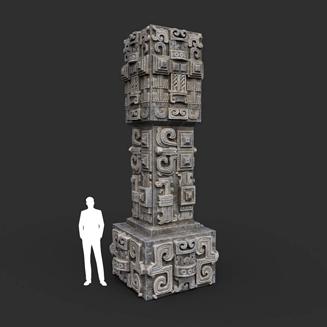 Low poly Mayan Inca Aztec Column Modular Pack 210616-花瓣网