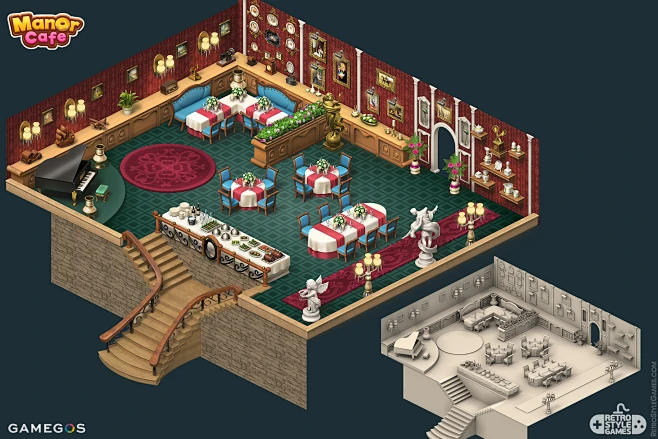 Isometric Exterior 3D Sprites - Manor Cafe (Gardenscapes) : Isometric ...