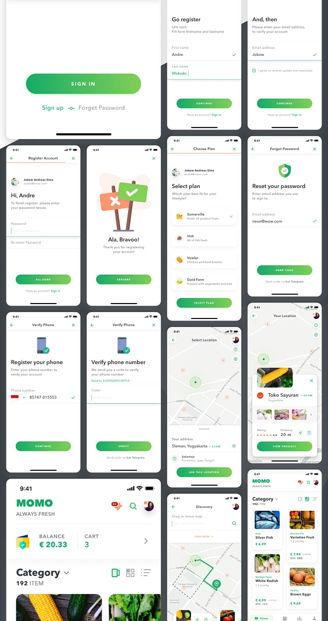 UI Kits : MOMO UI Kit is ecommerce farm product app. You can order just ...