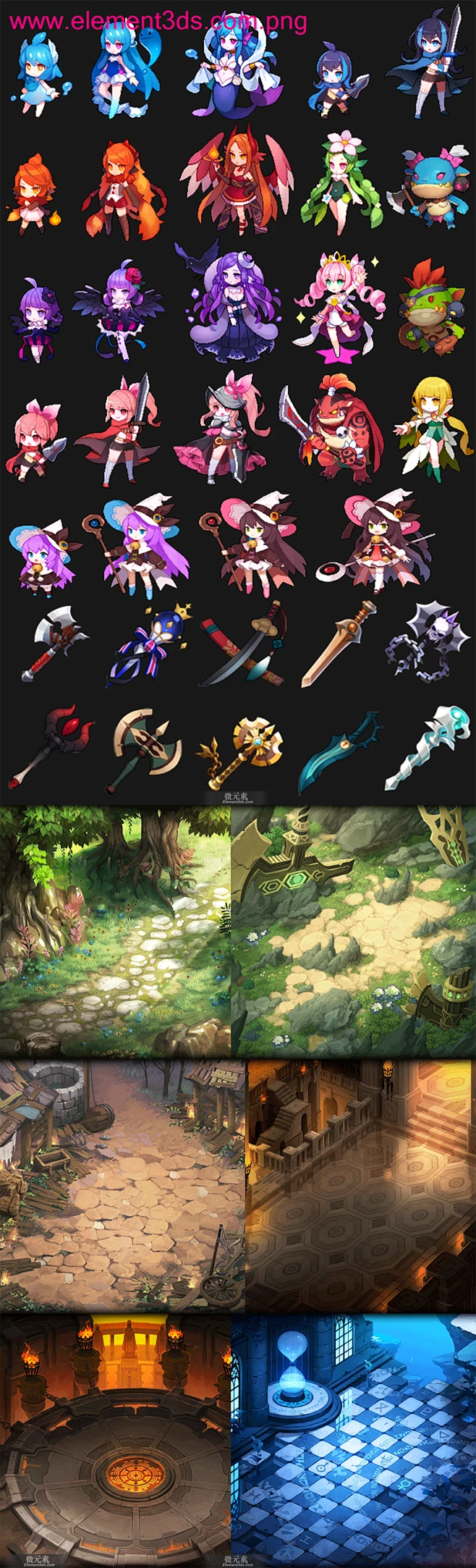 韩游《异次元的召唤师》2D资源包（278M）-手游资源-微元素Element3ds - Powered by Discuz!图片_Q版杂集设计图片素材-花瓣网