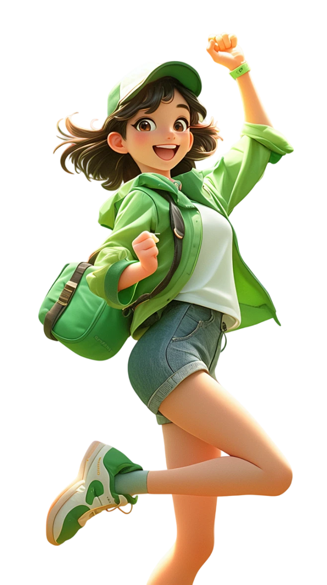 male01799_Dark-haired_girl_Dressed_in_green_and_white_Wearing_a ...