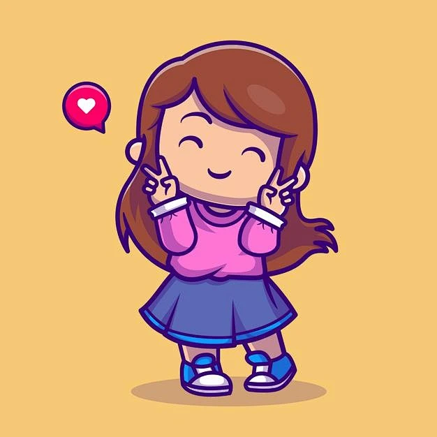 Cute girl with peace sign cartoon vector icon illustration people ...
