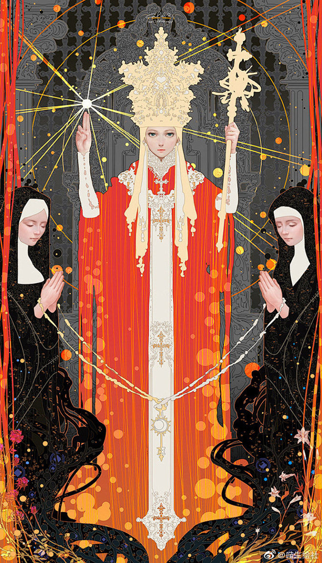 充满克林姆特装饰意味的插画艺术 ，配色绚丽、魔幻，平构与写实人体相结合，大胆而富有张力，仿佛坠入异次元世界。-----台湾插画师 ...