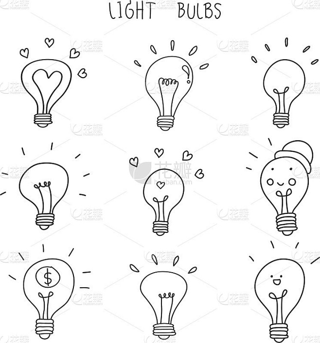 灯泡手绘矢量图标集