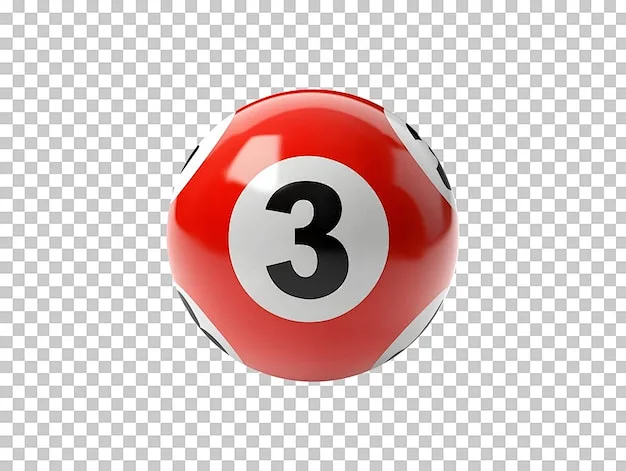 PSD red billiard ball with number 3 isolated on transparent background ...