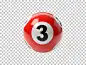 PSD red billiard ball with number 3 isolated on transparent background ...