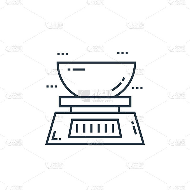 厨房规模矢量图标孤立的白色背景。Outline, thin line kitchen scale图标