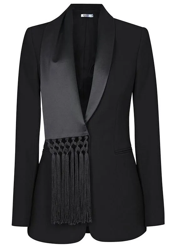 Altuzarra black crepe blazer Silk scarf lapel, padded shoulders, two ...