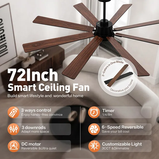 Amazon.com: Maxslak 72 Large Smart Ceiling Fan with Lights and Remote ...
