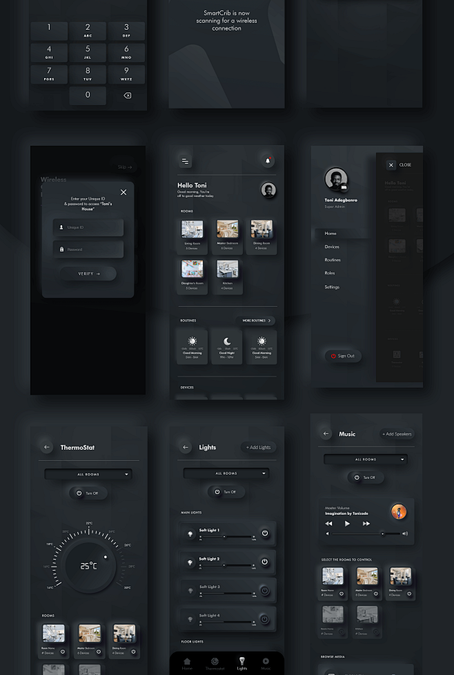 Dark Neumorphic UI Kit - UI Kits : Here's an iOS UI Kit for home ...