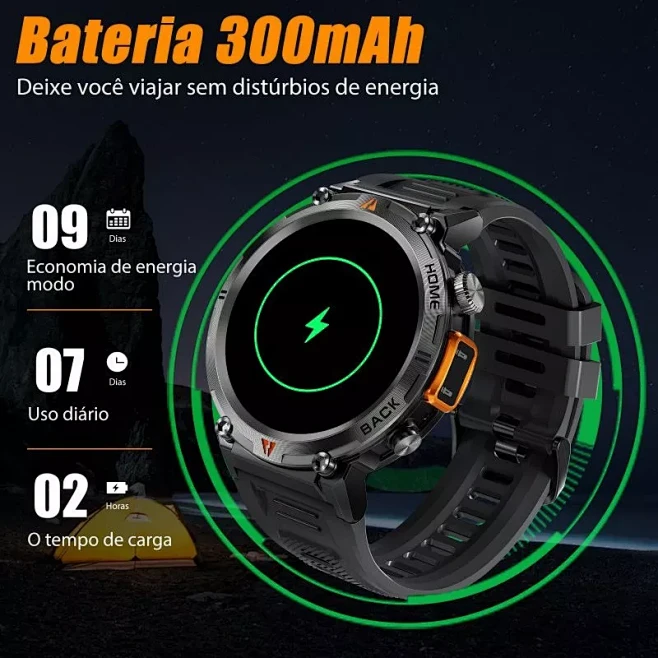 Smartwatch Eigiis KE Series KE3 Tactical 1.45" Caja 50mm De Abs Negra ...