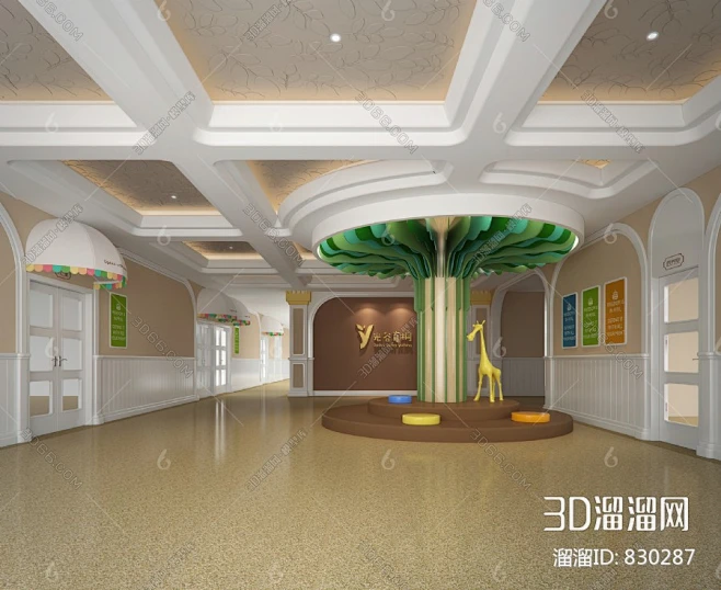 【简欧幼儿园大厅3D模型】-3D简欧幼儿园大厅3d模型下载-溜溜ID830287-免费3Dmax模型库_3d溜溜网图片_文化墙图片素材-花瓣网