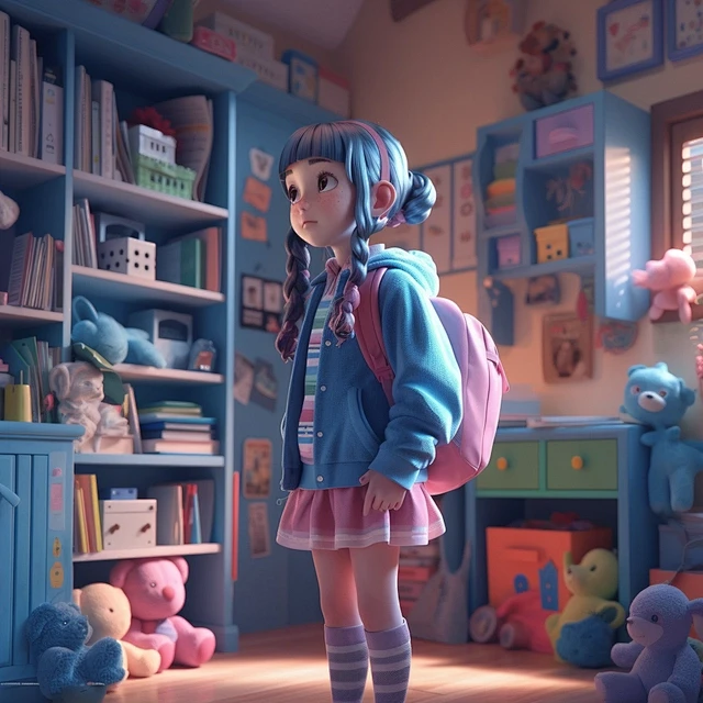 The Full body 3d artwork of cute littlegirl. Student ,Girlssoft color ...