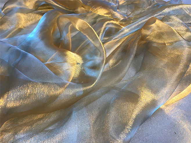 半透明 暖金孔蓝霜朦胧网纱布料 时尚设计服装设计师欧根纱面料-淘宝网