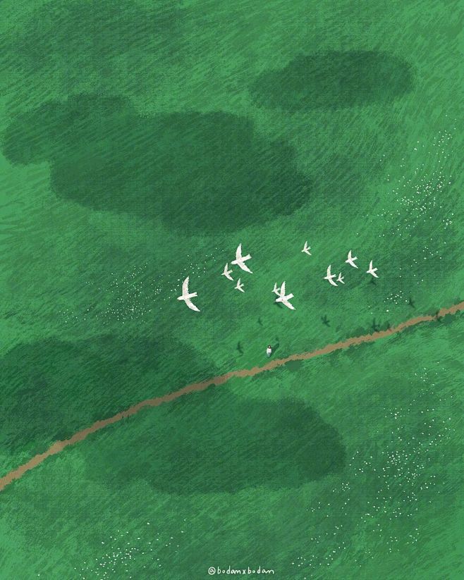 艺术家BODAM笔下的治愈系插画ins：bodamxbodam