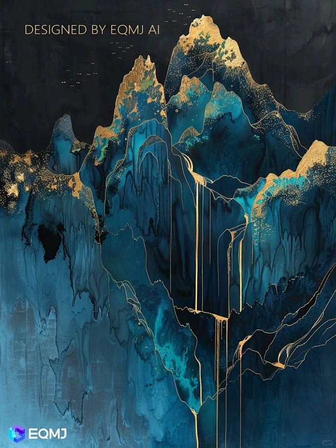 大美国风丨EQMJ AI绘制黑金蓝萤石山水画_7_EQMJ官方代言人_来自小红书网页版-花瓣网