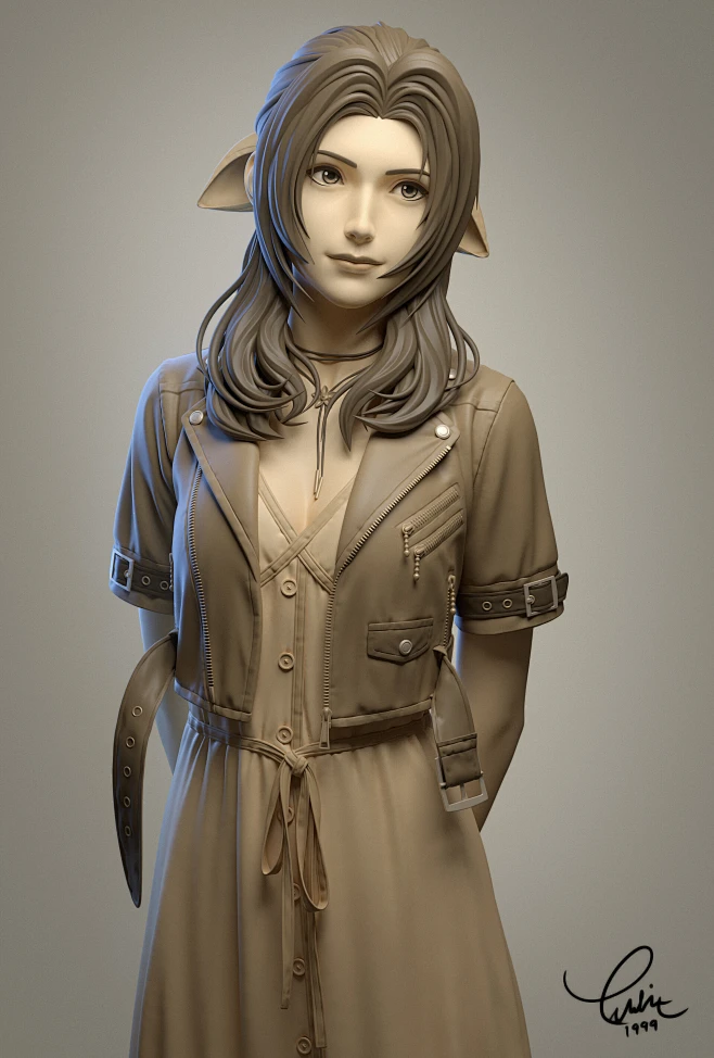 Aerith Gainsborough Render-花瓣网