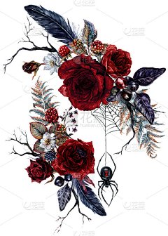 黑红 玫瑰 十字架 哥特风 中世纪图片_血红图片素材-花瓣网