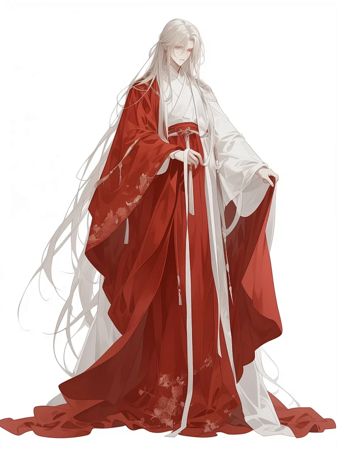 红衣白发古风男立绘 - 小红书-花瓣网