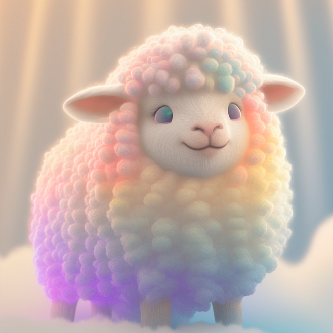the most adorable cutest fluffy baby sheep, pastel rainbow colours ...